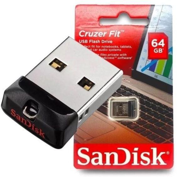 Pen Drive 64gb Usb 2.0 Sandisk Cruzer Fit Z33 - Sdcz33-064g-b35 - Pen ...