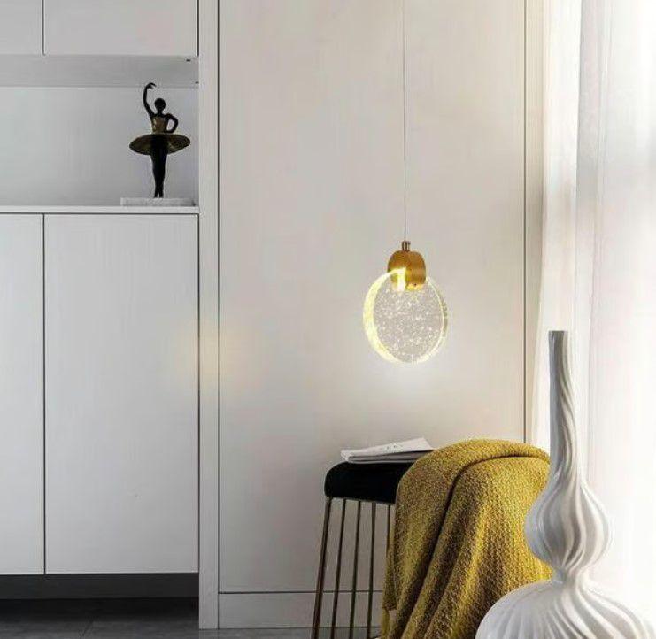 Pendente Luminaria Lua Dourado Gold Branco Quente Cristal Bolhas Led 3000k - GMH - Luminária ...