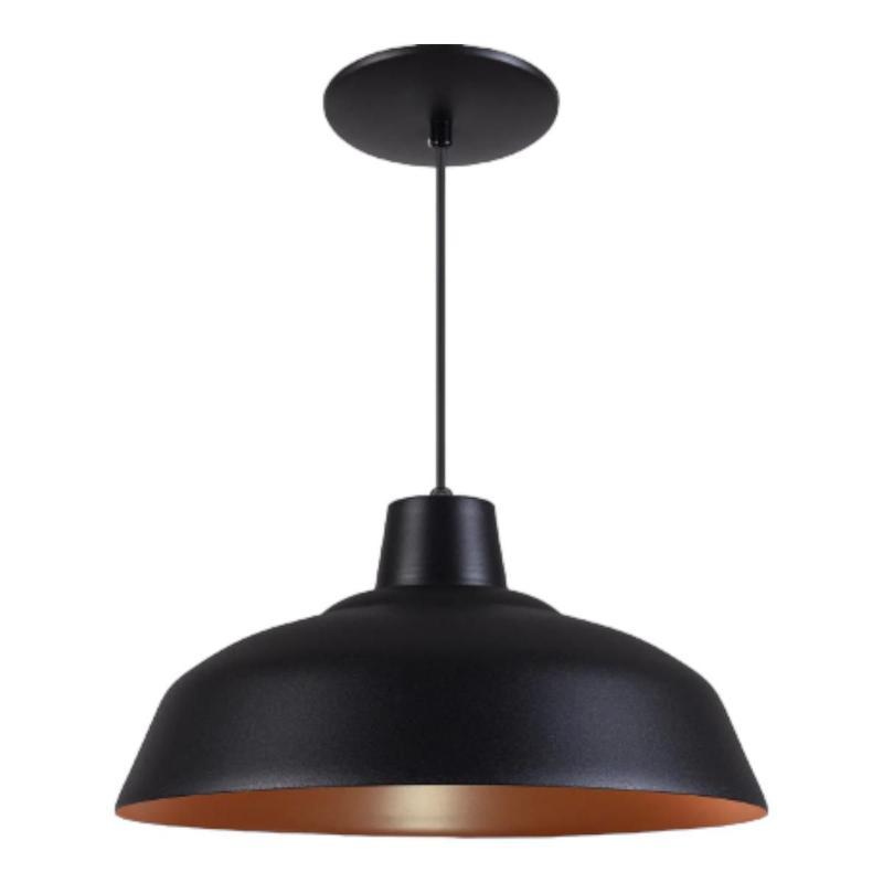 Pendente Retrô 34cm Luminária Lustre Alumínio Preto Fosco - Ilumineai - Lustre - Magazine Luiza