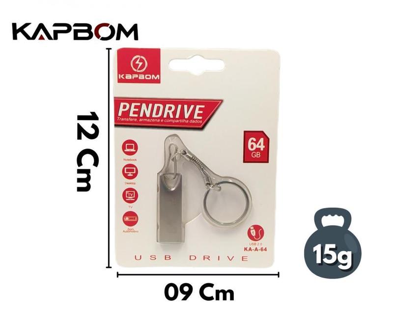 Pendrive 64Gb Kapbom Pen Max 2.0 Metal Pc Notebook Otg - Acima - Pen ...