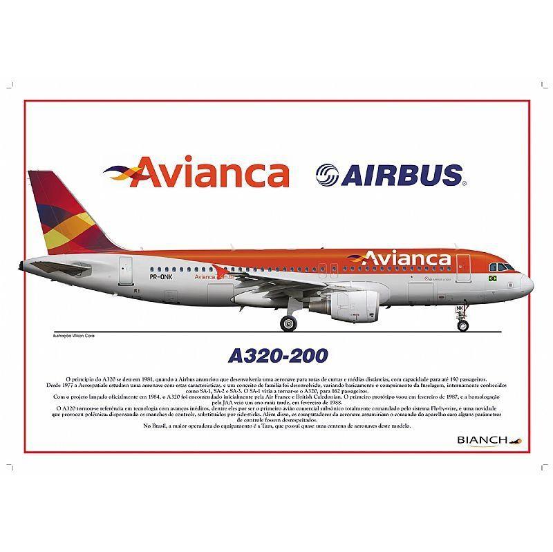 Perfil - Poster Airbus A320-200 Avianca Brasil - Bianch - Pôster ...
