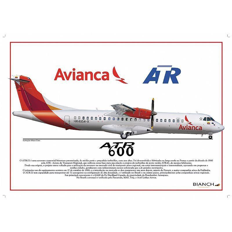 Perfil - Poster ATR 72-600 Avianca - Bianch - Pôster - Magazine Luiza