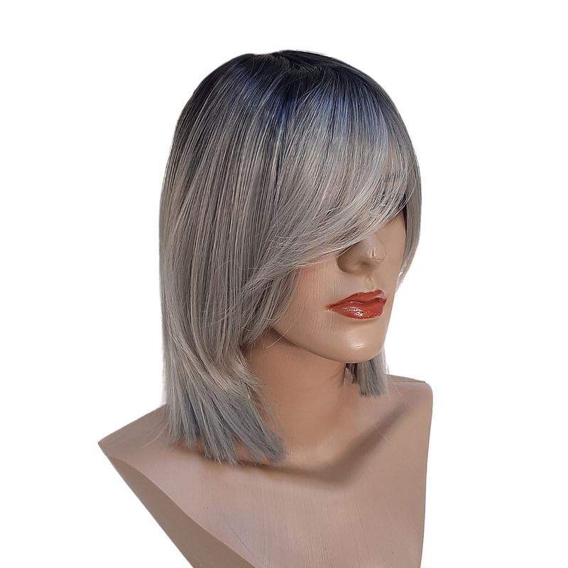 Peruca Orgânica Com Franja Lace Wig Humana Curta Long Bob - Weng ...