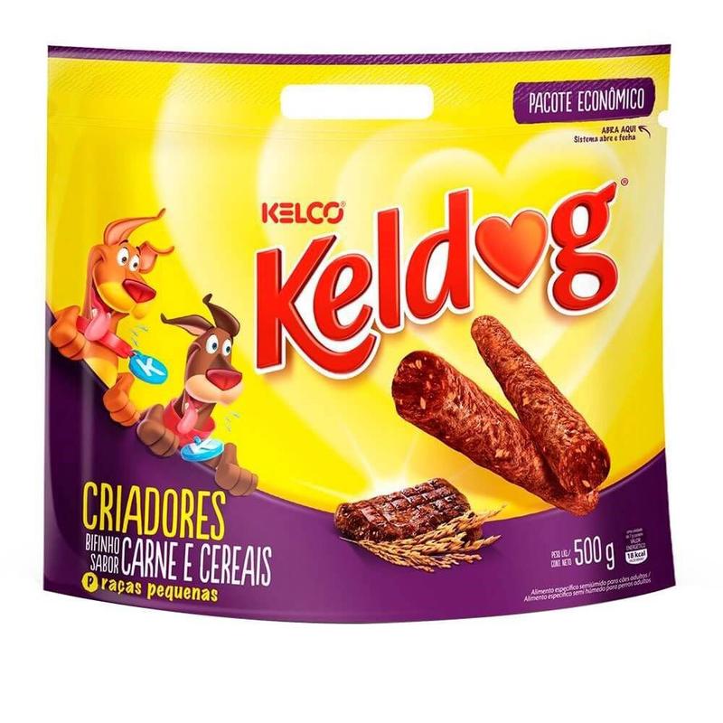 Petisco Keldog Bifinho Sabor Carne e Cereais Raças Pequenas 500g ...