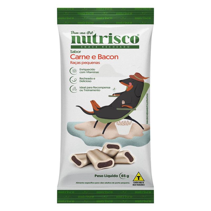 Petisco Snacks Recheados Nutrisco Cães Carne e Bacon Raças Pequenas ...