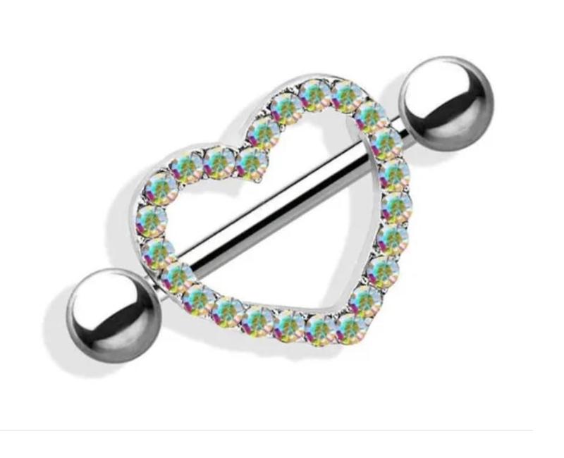 Piercing Mamilo Peito Titânio Coração Cores Modelos 1 Par - 3I ...