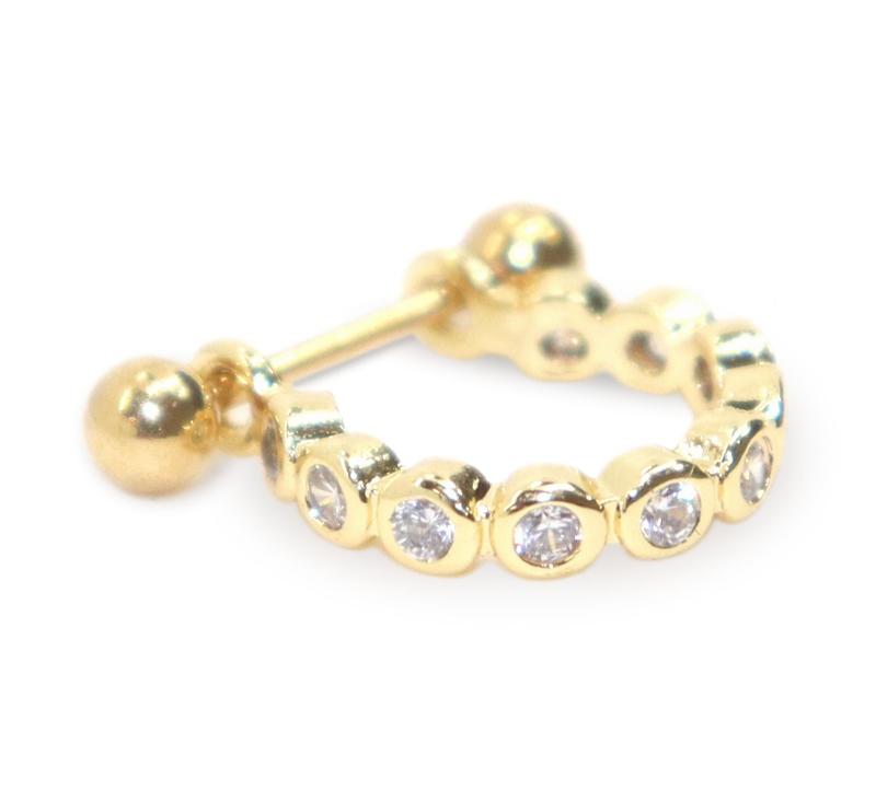 Piercing Meia Argola com 10 pedras Zircônias para Hélix - M2 Piercing ...