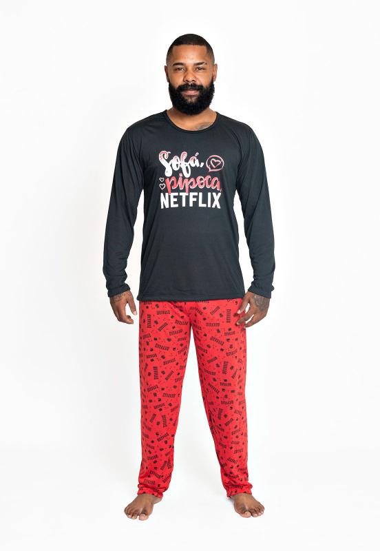 Pijama Longo Masculino Netflix Inverno - AJ Store - Pijama Masculino ...