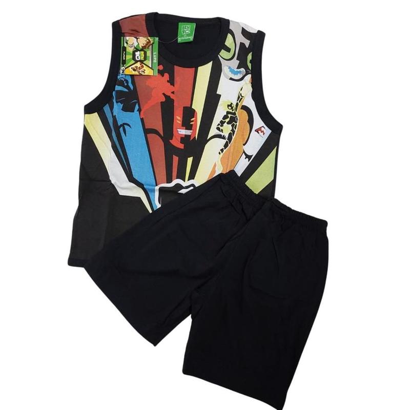 Pijama Meinino Infantil Ben 10 Verão Disney Lupo Curto Preto - Pijama ...