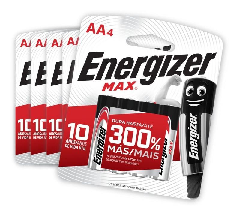 Pilha Alcalina Energizer Max Aa - Pequena - 20 Pilhas - Fonte de ...