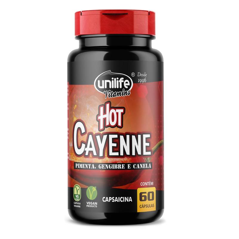 Pimenta Hot Cayenne com Gengibre e canela Unilife 60 cápsulas - Pimenta ...