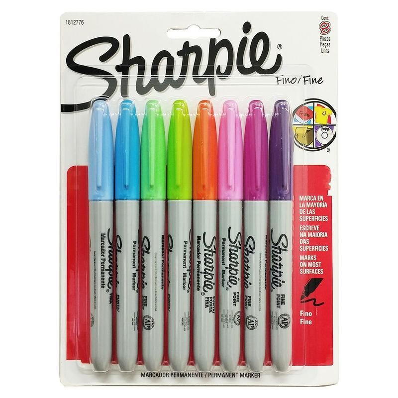 Pincel Marcador Permanente Sharpie 8 Cores Vidro Tecido - Caneta Brush / Pincel - Magazine Luiza