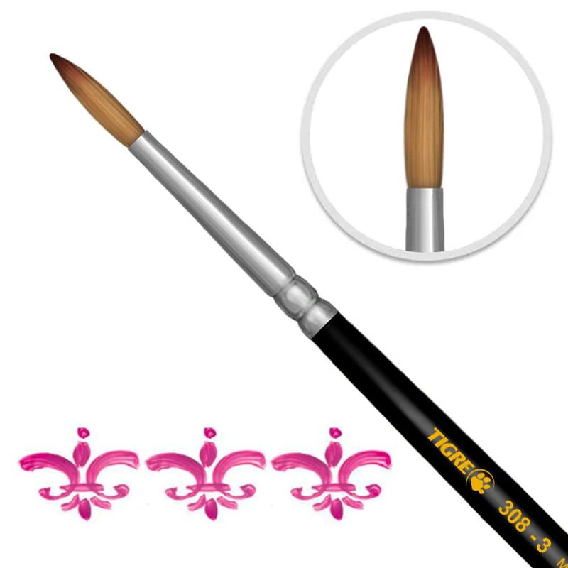 Pincel Redondo 308 Pelo de Marta Cabo Curto Pincéis Tigre - Pincel ...