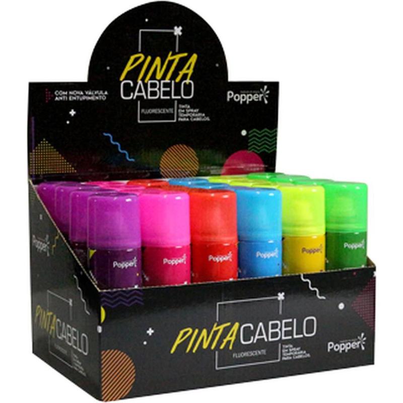 Pinta cabelo cores/fluor 135ml - POPPER - Tinta Spray de Festa para ...