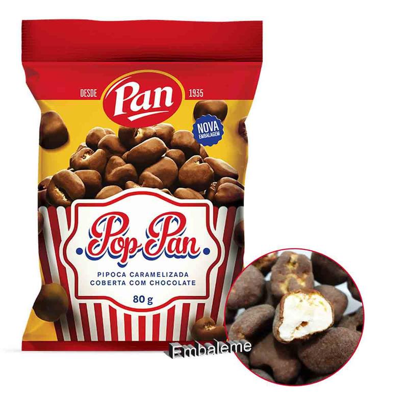 Pipoca Doce Caramelizada coberta com chocolate Pop Pan 80G - Pipoca ...