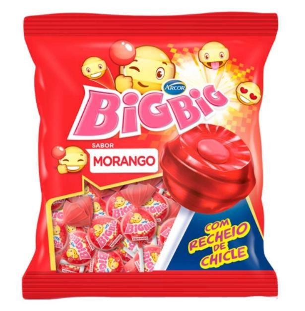 Pirulito Chiclete Morango Big Big C/42 unids - 500g - Arcor - Pirulito ...