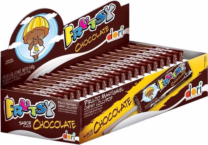 Pirulito Mastigável Chocolate Frutsy Chewy Lollipop 10gr C/50un - Dori ...
