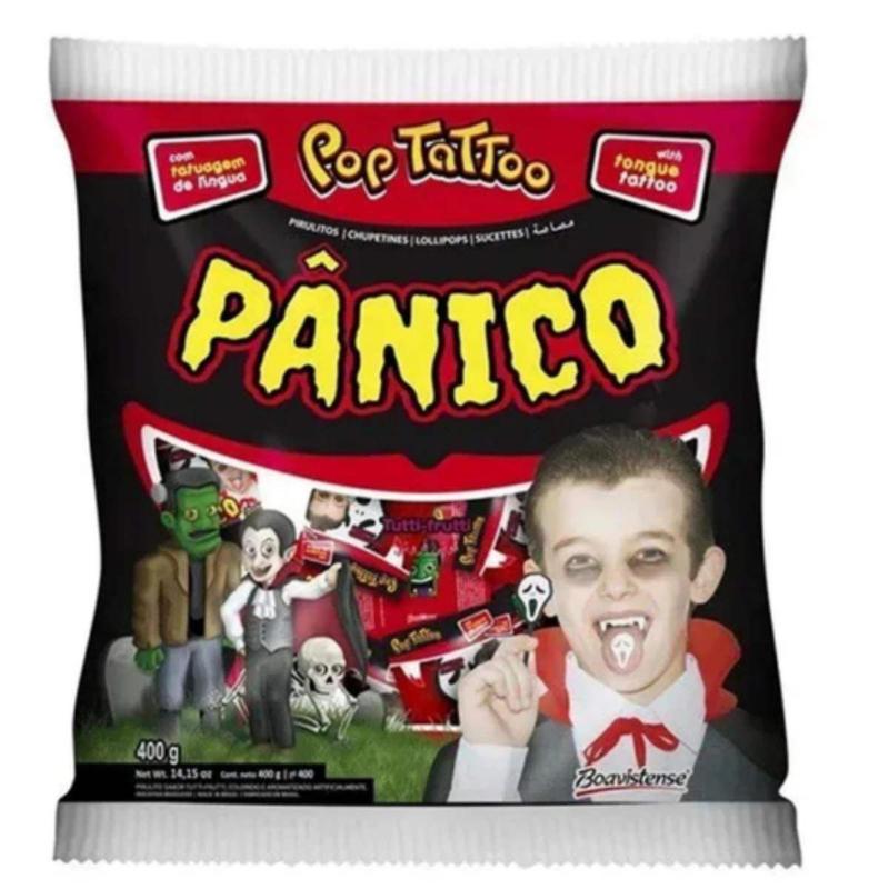 Pirulito Pop Tattoo Panico Tutti-Frutti 400g Florestal - Pirulito ...