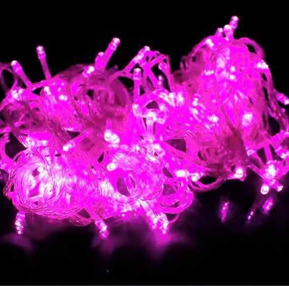 Pisca Cordão 100 LED multifunçoes FioRosa e Led Rosa Bivolt NATAL 2021 ...