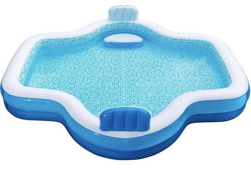 Piscina Inflável Grande Familiar Mosaico C/ 2 Assentos Porta Copos ...