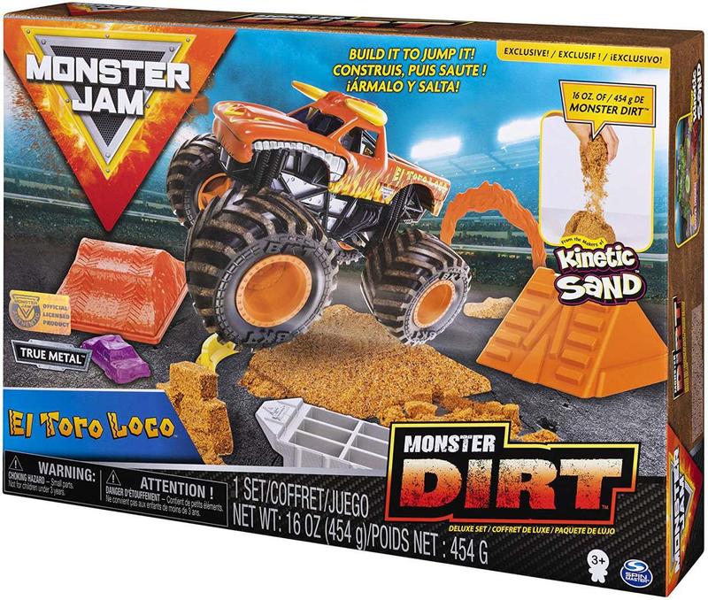 Pista Monster Jam - Playset Deluxe c/ 453 g de Areia Mágica2 - Spin ...
