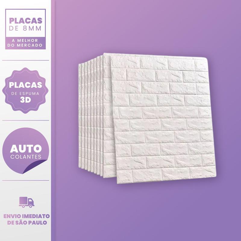 Placa 3d espuma tijolo classico branco 70x77 8mm - Best Decor ...
