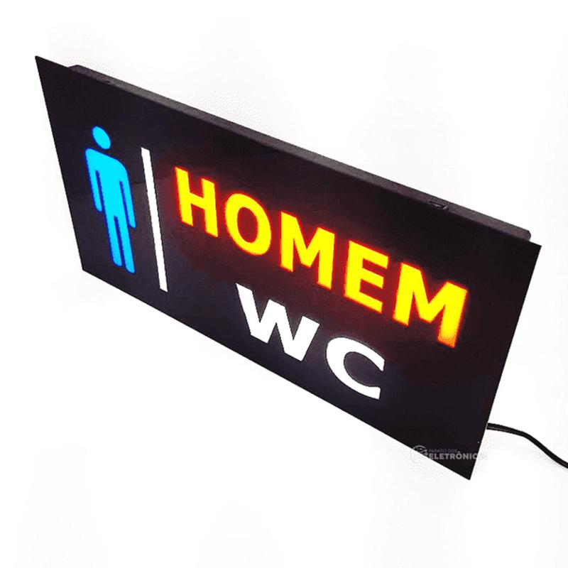 Placa Aviso Homem WC Letreiro Luminoso Painel Led Potente DS3476D - PDE ...