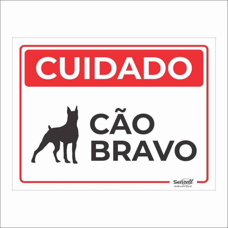 Placa cuidado cao bravo cao feroz grades portões - Sericell - Placa de ...