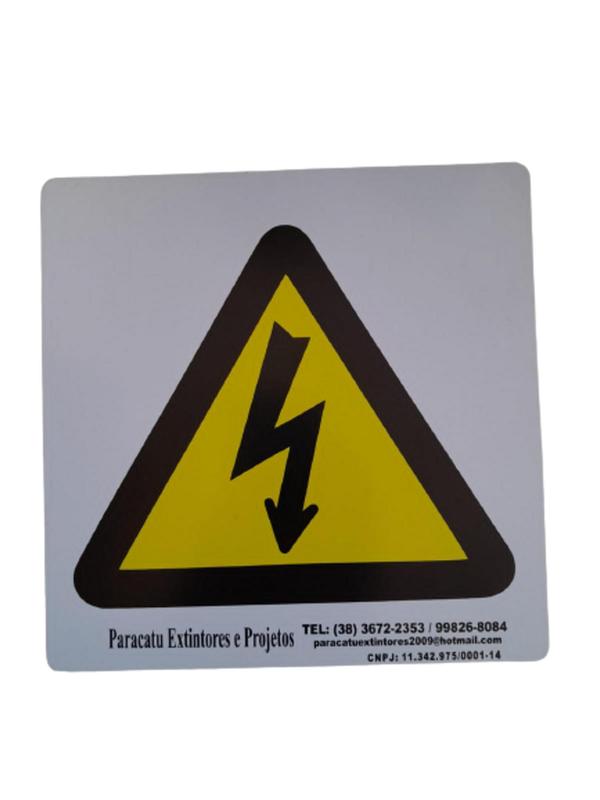 Placa Cuidado Risco de Choque Elétrico - PARACATU EXTINTORES - Placa de ...