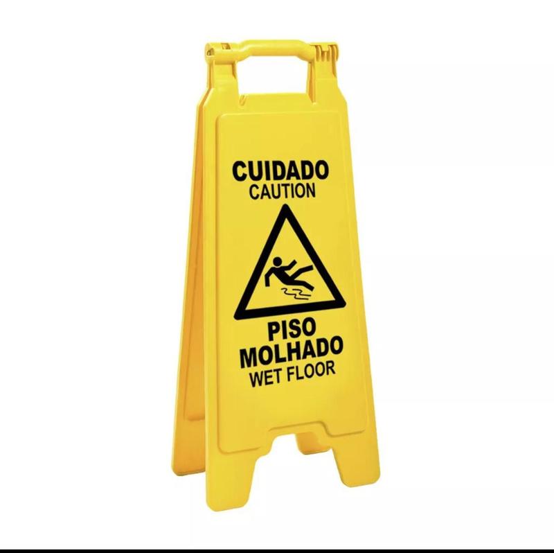 Placa de Alerta Cuidado Piso Molhado - L.A. Com - Placa de Sinalização ...