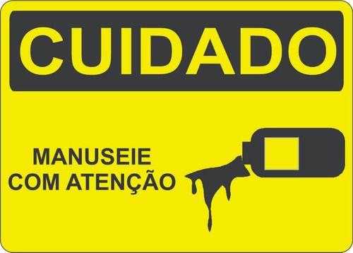 Placa De Sinalização Cuidado Manuseie Com Atenção 30x20 - Afonso ...