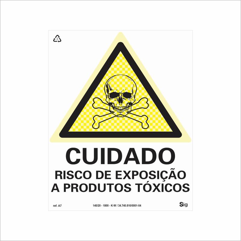 Placa de Sinalização Cuidado Risco de Exposição a Produtos Tóxicos ...