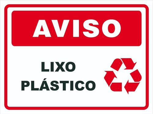 Placa De Sinalização Lixo Plástico 30x20 - Afonso Sinalizações - Placa ...