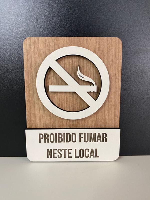 Placa de Sinalização Proibido Fumar Neste Local / Não Fume - MDF - Para ...