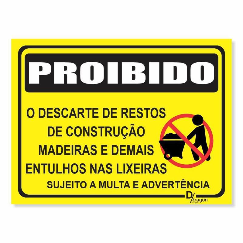 Placa De Sinalização Proibido Materiais Construção 20X27Cm - D'Aragon ...