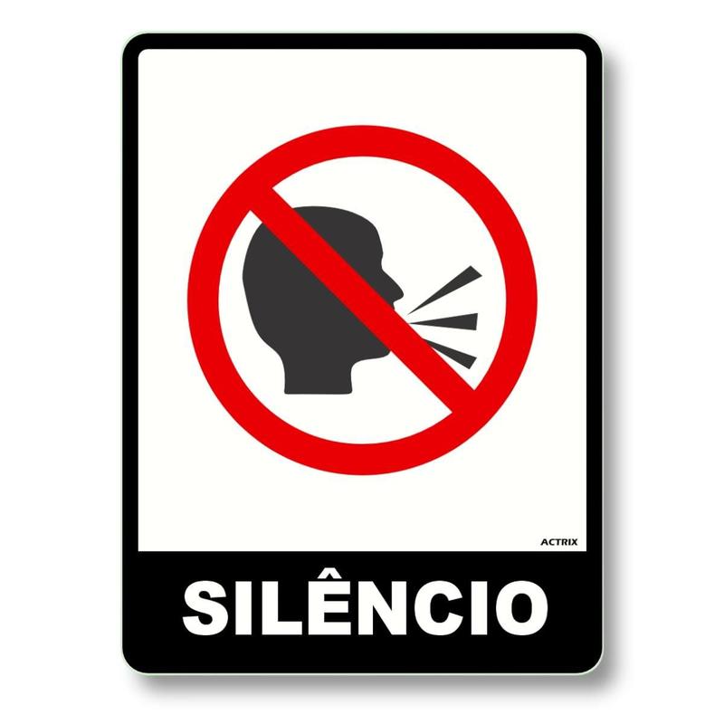 Placa de Sinalização PS 15x20 Silêncio Color - ACTRIX - Placa de ...