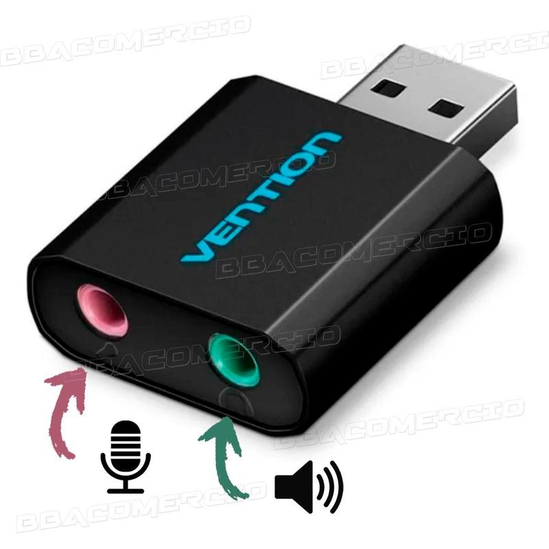 Placa de Som Áudio Usb P/ Pc Note P2 Headset Áudio Microfone - VENTION ...