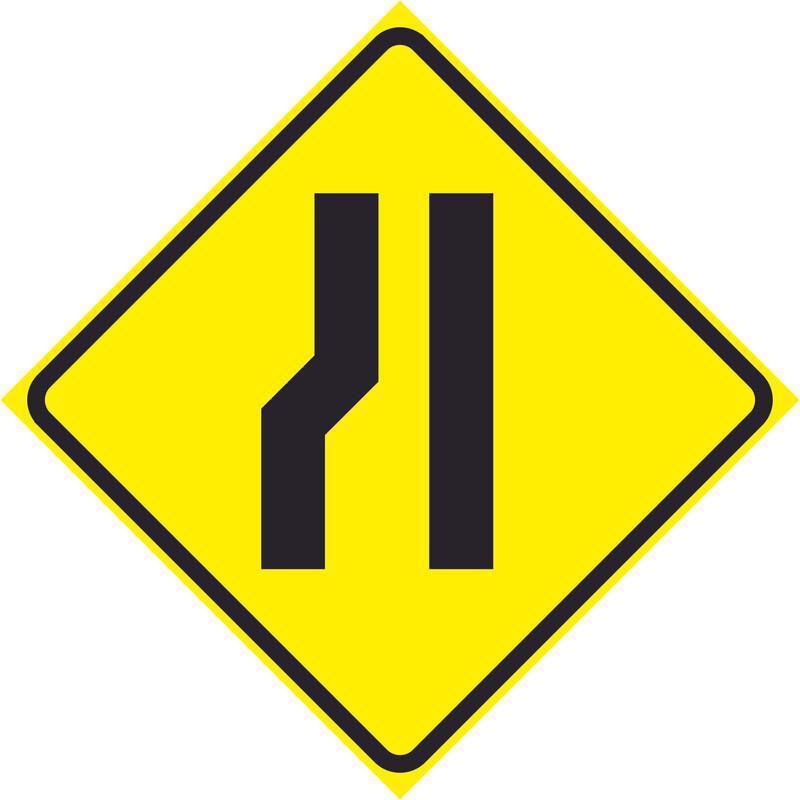 Placa De Transito 50X50Cm Reflet. A-21B Estreitamento Pista - Nt ...