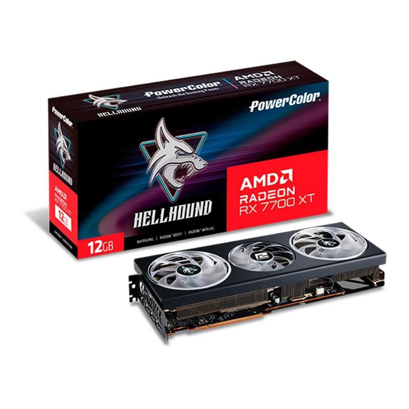 Placa de Vídeo RX 7700 XT Hellhound PowerColor AMD Radeon, 12GB GDDR6 ...