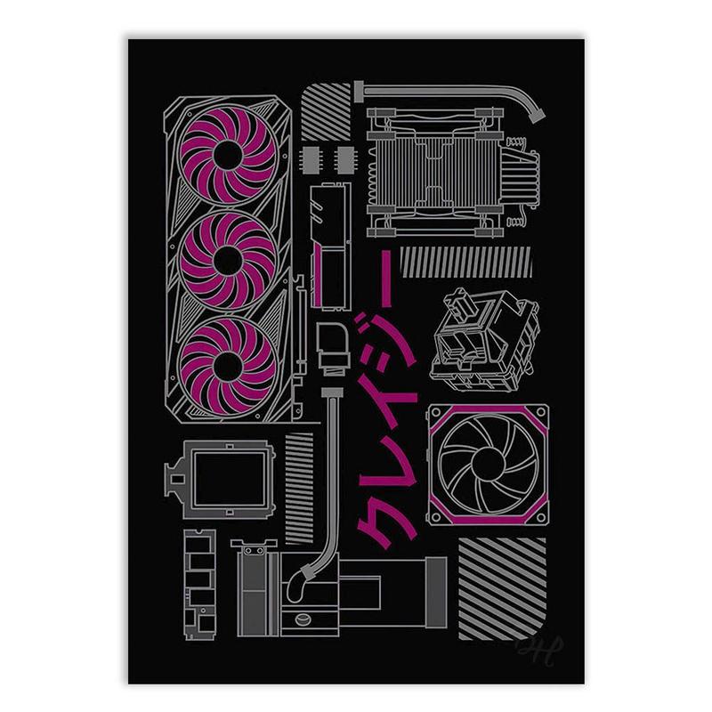 Placa Decorativa A2 Pc Gamer CPU GPU Peças Computador - Bhardo ...