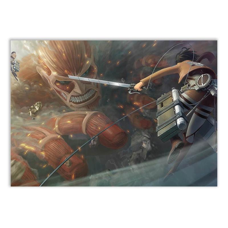 Placa Decorativa Attack on Titan Fight Poster A4 - Isca Zero - Placa ...