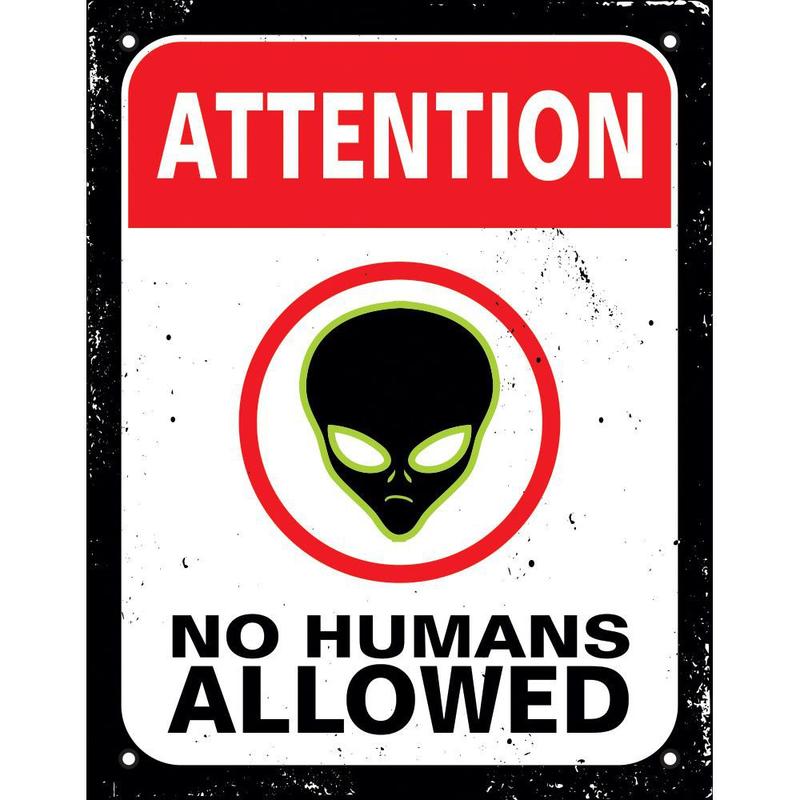 Placa Decorativa Attention No Humans Allowed 18x23cm - Sinalize - Placa ...
