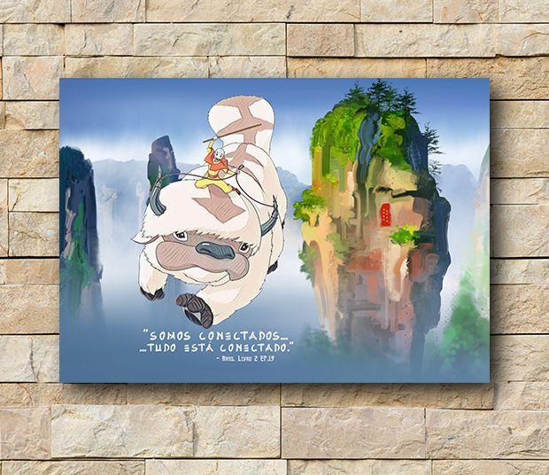 Placa Decorativa - Avatar: Aang e Bisão Appa - Pequena - Loja Café com ...