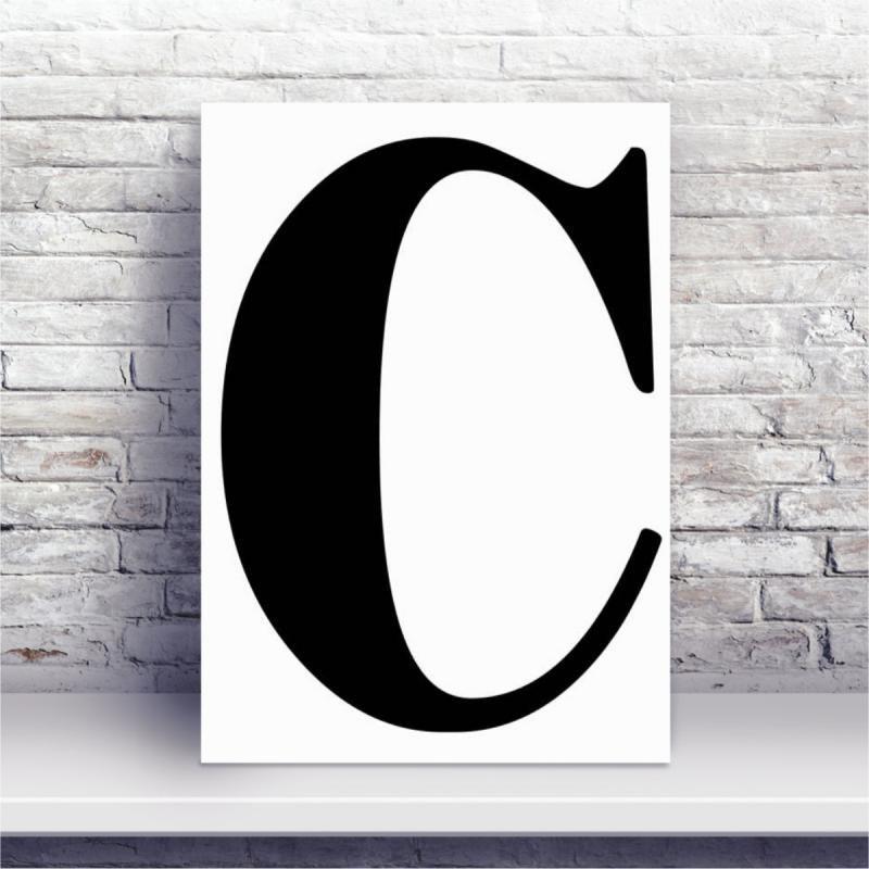 Placa decorativa inicial letra C preto e branco - Conspecto - Placa ...