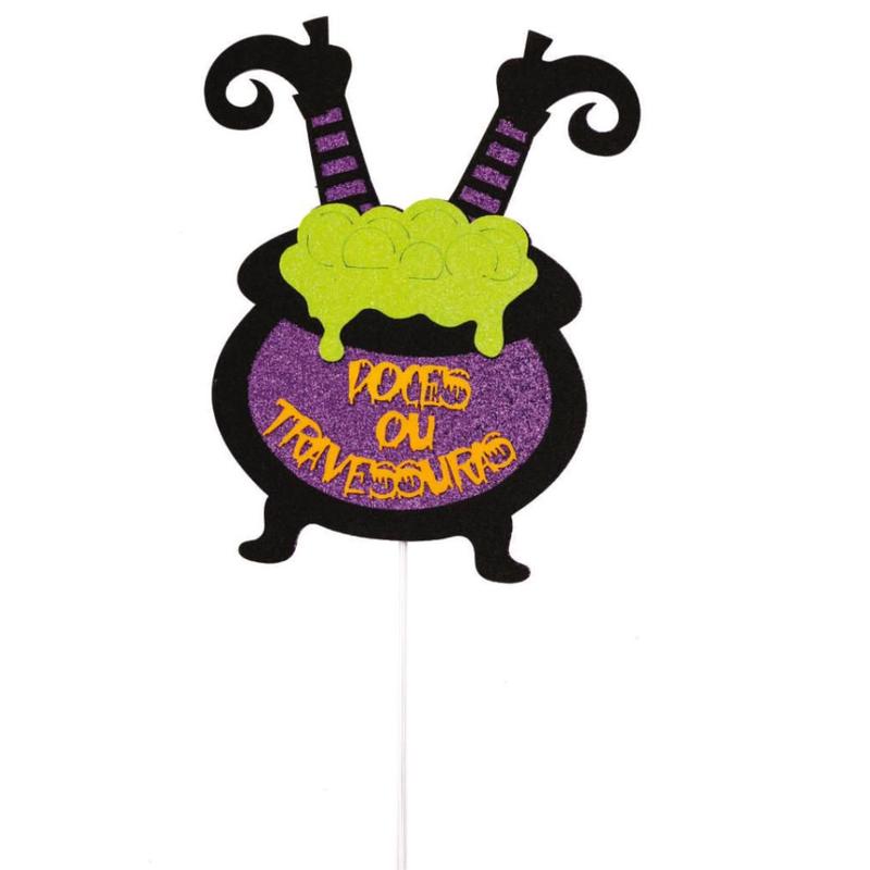 Placa Festa de Halloween Caldeirão Pernas Bruxas EVA 1 Un Vivarte ...