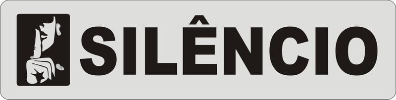 Placa SILENCIO - 24X6 CM PS 0,8MM Fundo Prata - Flap Placas e ...
