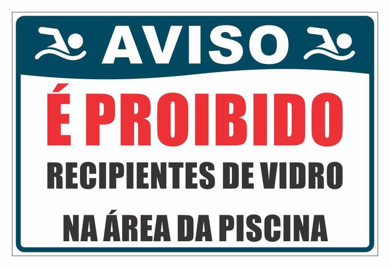 Placa Sinalização Aviso Proibido Piscina - Monalisa digital - Placa de ...