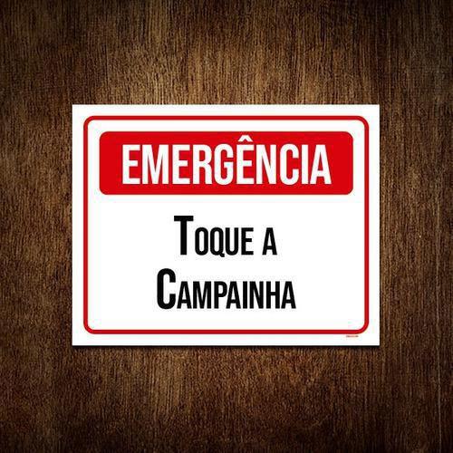 Placa Sinalização Emergência Toque Campainha 18x23cm 5un - Sinalizo.Com ...