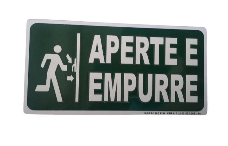 Placa sinalizadora fotoluminescente S18 APERTE E EMPURRE 13cm x 26cm ...