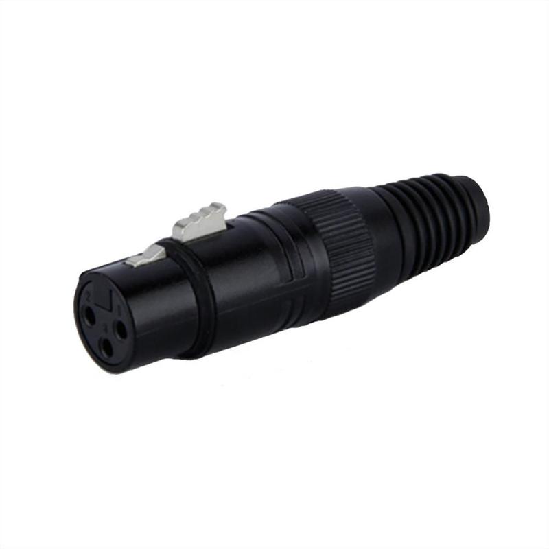 Plug Conector Femea XLR Canon Preto Com Pino Banhado A Ouro - HJH ...